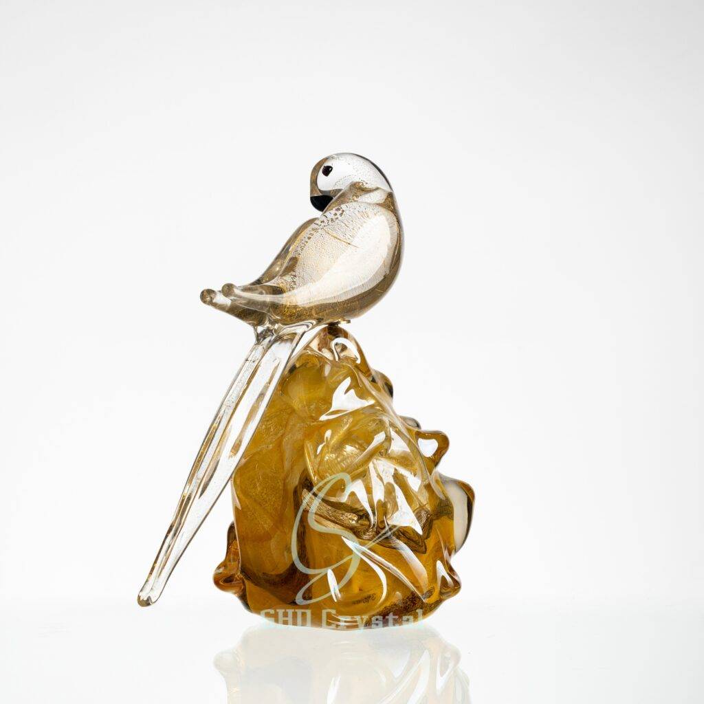 L240*W200*H240 mm Crystal Gold Foil Magpie Heralding Spring - SHD Crystal